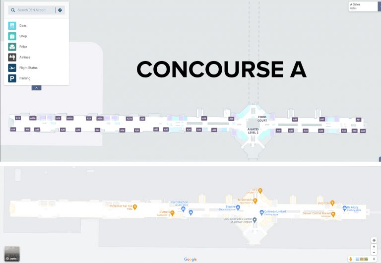 Terminals map at Denver Airport | DEN Concourse A - B - C